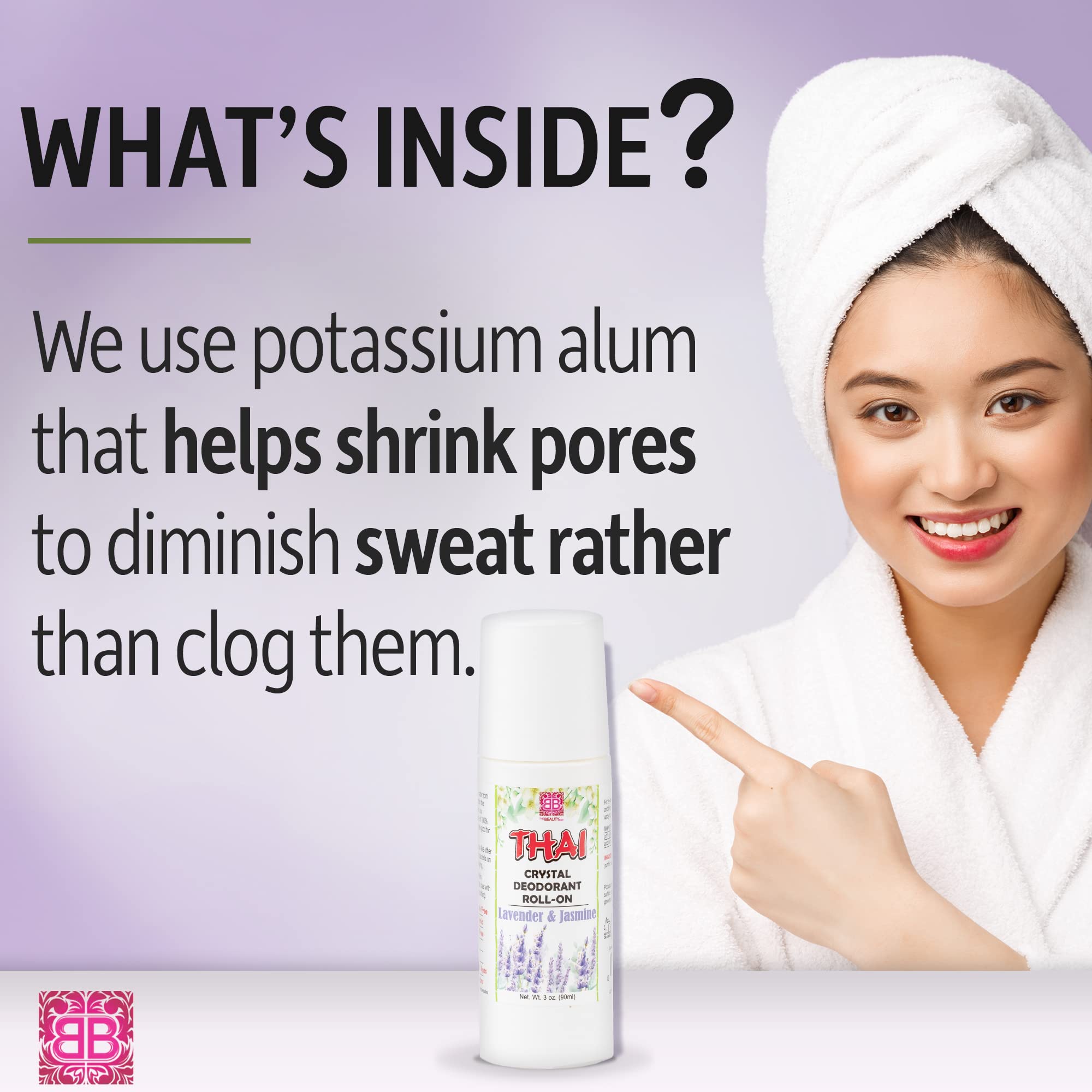 Thai Crystal Deodorant Stone Stick โ Potassium Alum All Natural Deodorant for Women & Men โ 2.125 Oz. Stick without Animal Testing or Chemicals by The Beauty Box
