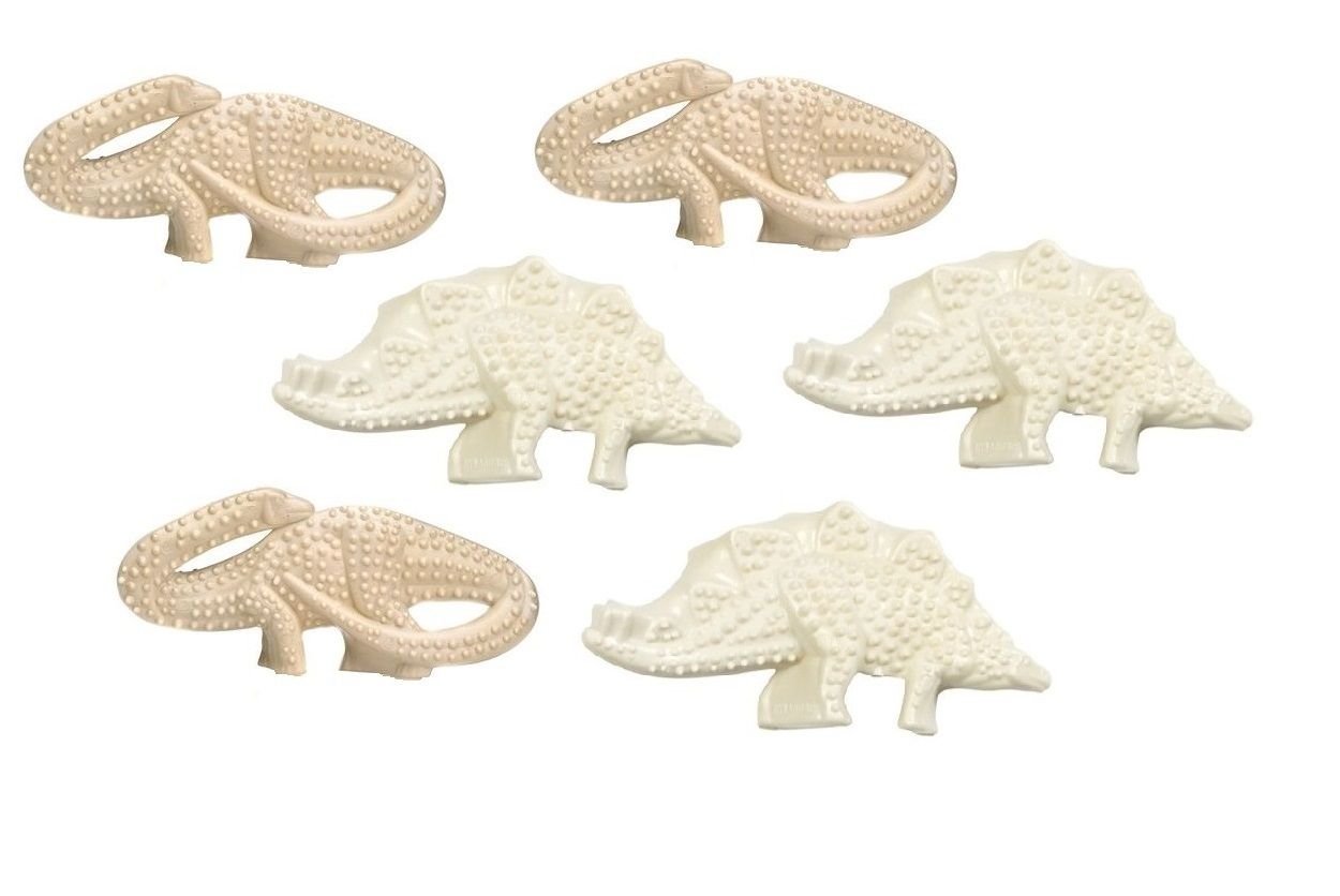 NB Durable Dental Dinosaur Textured Dog Chew Toy Stagosaurus Brontosaurus Set of 2 (Three - Two Packs)