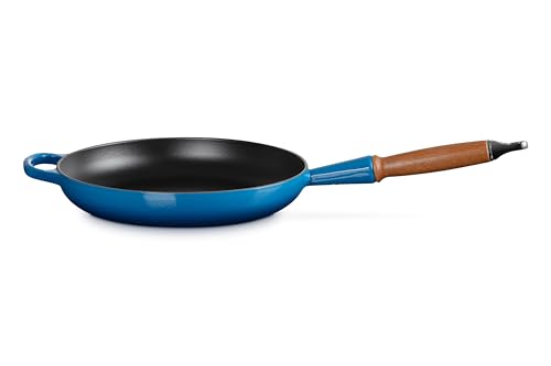 Le Creuset Enameled Cast Iron Alpine Wood Handle Fry Pan, 10.25", Marseille