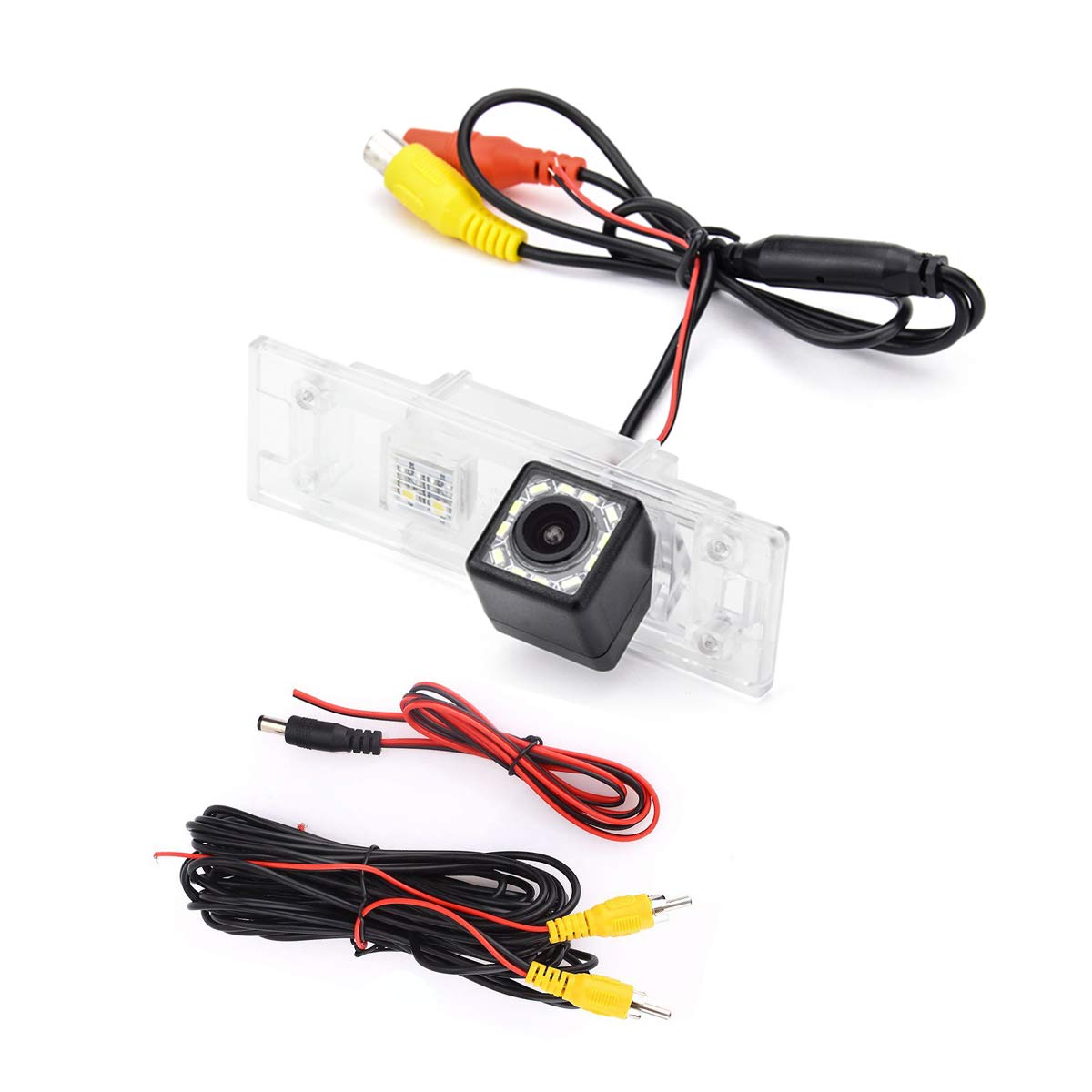 eHANGO Car Rear View Camera Bracket License Plate Lights Housing Mount for BMW 1 E81 E87 F20 F21 BMW 6 E63 F06 F12 F13 BMW Z4 E85 E86 E89 (12 LED)