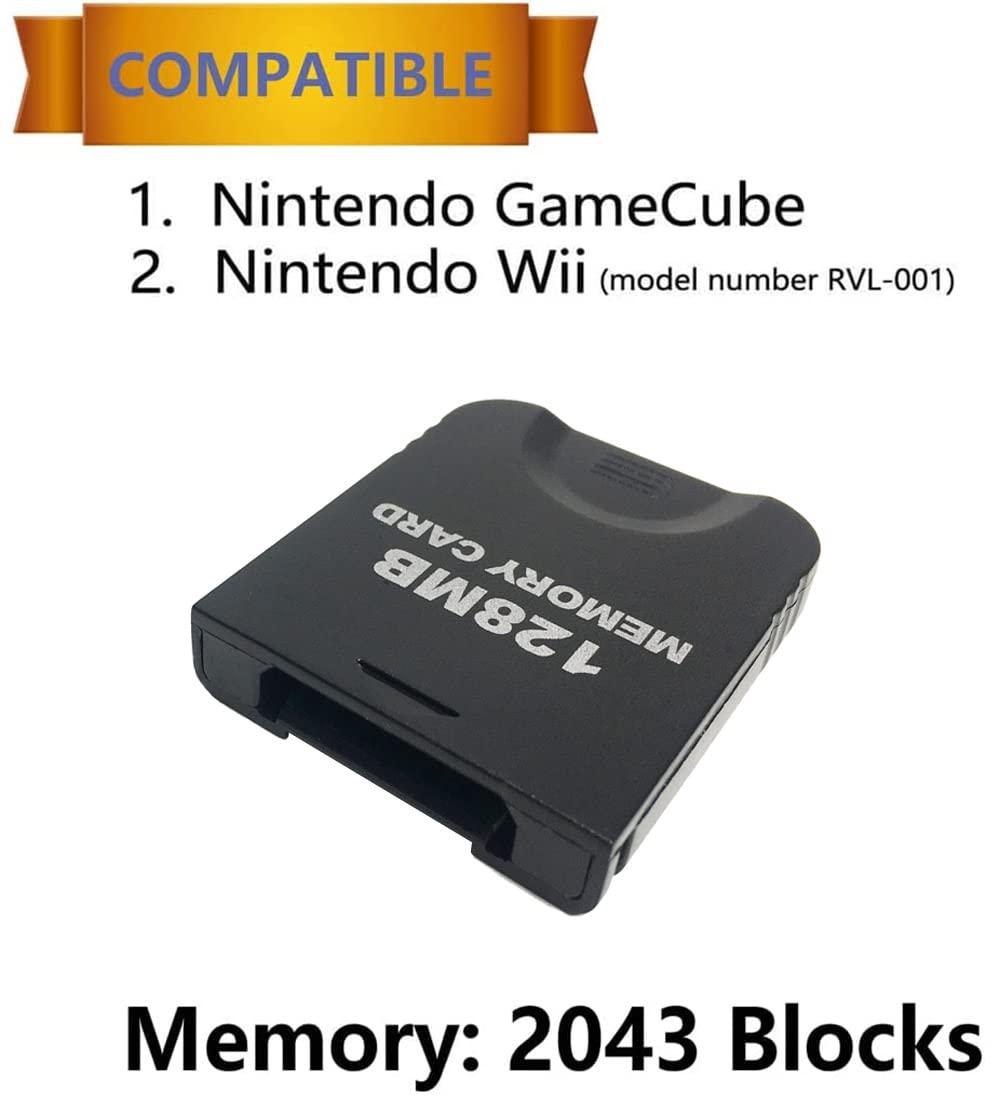 Hyamass 128MB(2043 Blocks) High Speed Gamecube Storage Save Game Memory Card Compatible for Nintendo Gamecube & Wii Console Accessory Kits - Black