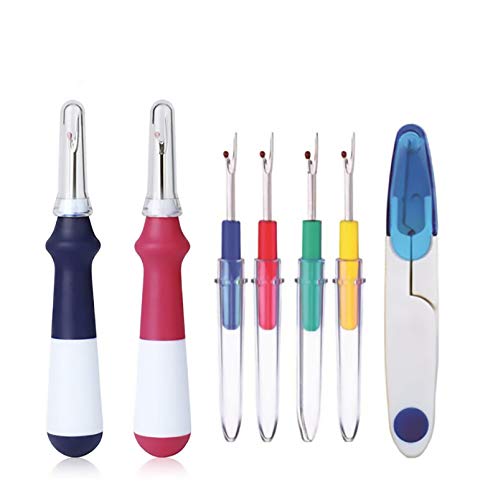 Ehhyson 7PCS Upgrade Sewing Seam Ripper, 2 Big and 4 Small Crafting Removing Threads and 1 Scissors Sititch Rippers for Sewing