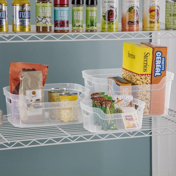 Tribello Open Clear Storage Bins, Closet Shelf Organizer Bins, Small, 9” X 6” X 4”, Pack of 4 - Made In USA