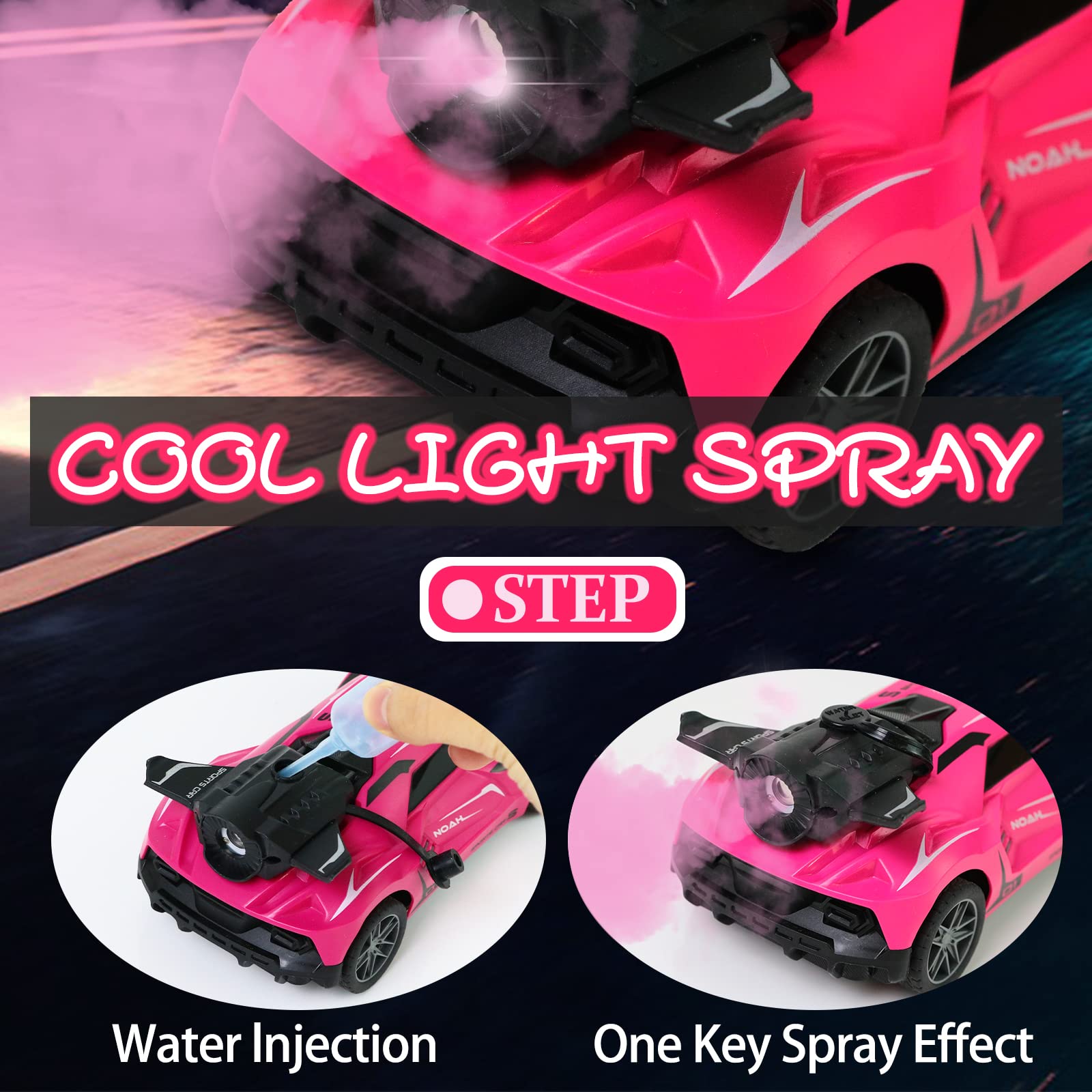 Desdoni Spray Remote Control Car RC Drift Car 1:24 Scale Mini RC Car Model Vehicle with LED Lights Remote Control Car for Adults Boys Girls Kids Gift