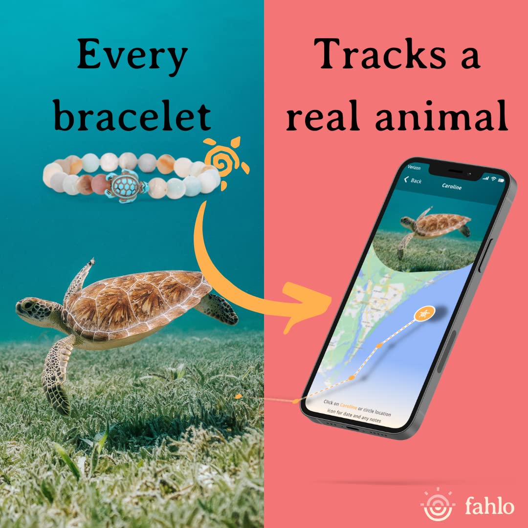 Fahlo Sea Turtle Tracking Bracelet, Elastic, Supports The Sea Turtle Conservancy, one Size fits Most for Men and Women (Crystal Blue)
