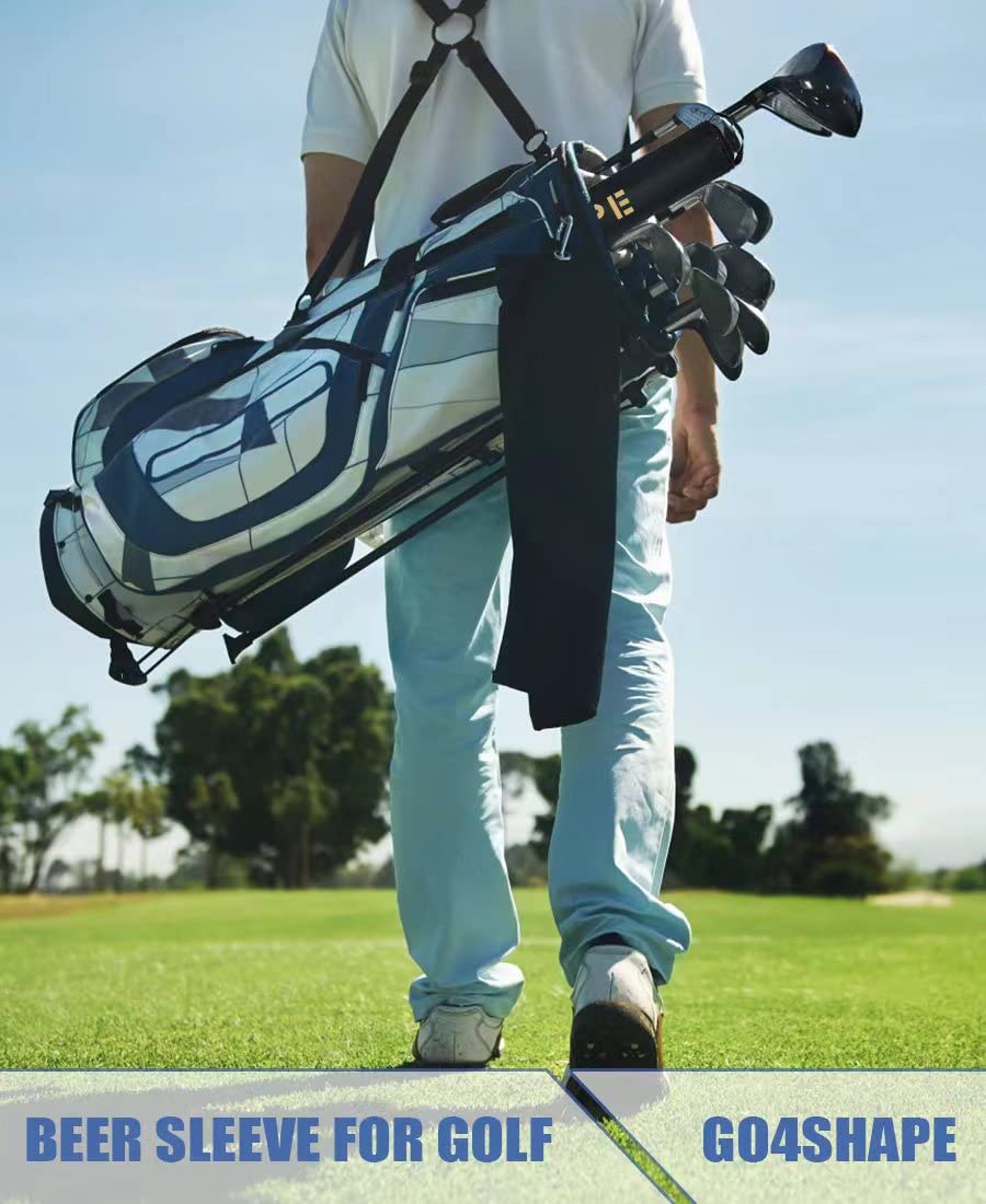 Go4Shape Golf Bag Cooler Sleeve, 7 Cans Insulated, 12 Ounces Capacity, Black & Gold