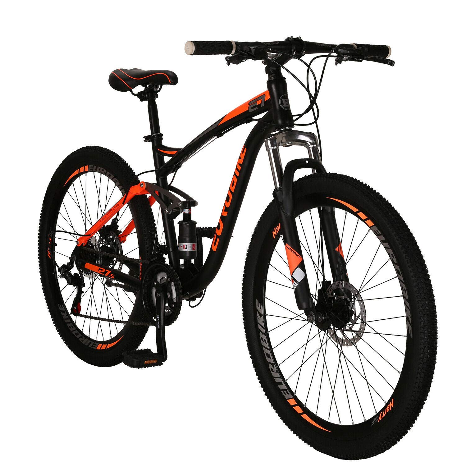 EUROBIKE Mountain Bikes Men 27.5 Adult 18 inch Frame (Orange)