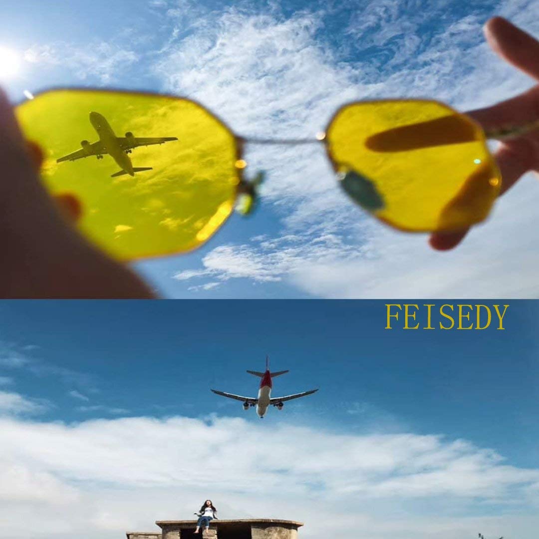 FEISEDY Hipster Small Polygon Women Men Sunglasses Delicate Metal Frame B2254