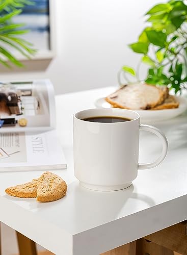 Sweese 616.001 Stackable Coffee Cups - 10 Ounce for Specialty Coffee Drinks, Cappuccino, Cafe Mocha, Latte and tea, Set of 6, White