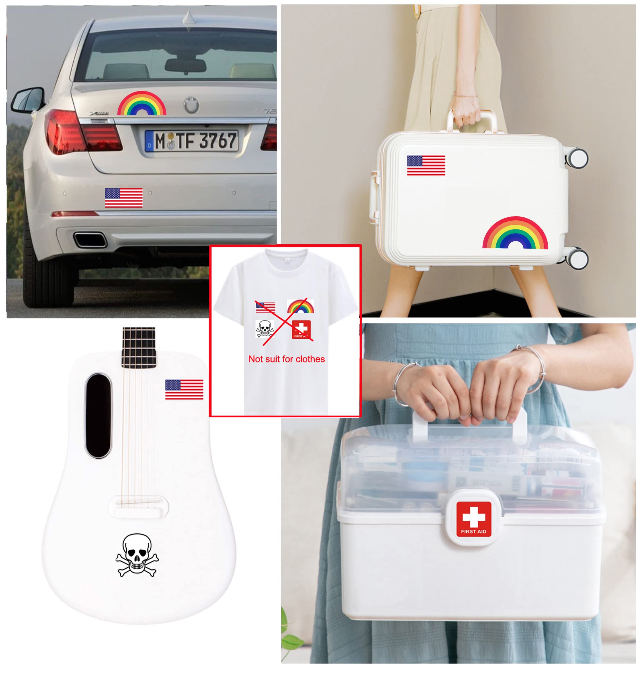 HAISDA Waterproof First Aid Kit Stickers Decal Emergency Symbol Logo Labels, Hospital Ambulance Safety Signs, Size: 2.8" x 2.8", Vinyl Wall Sticker, Pack of 10