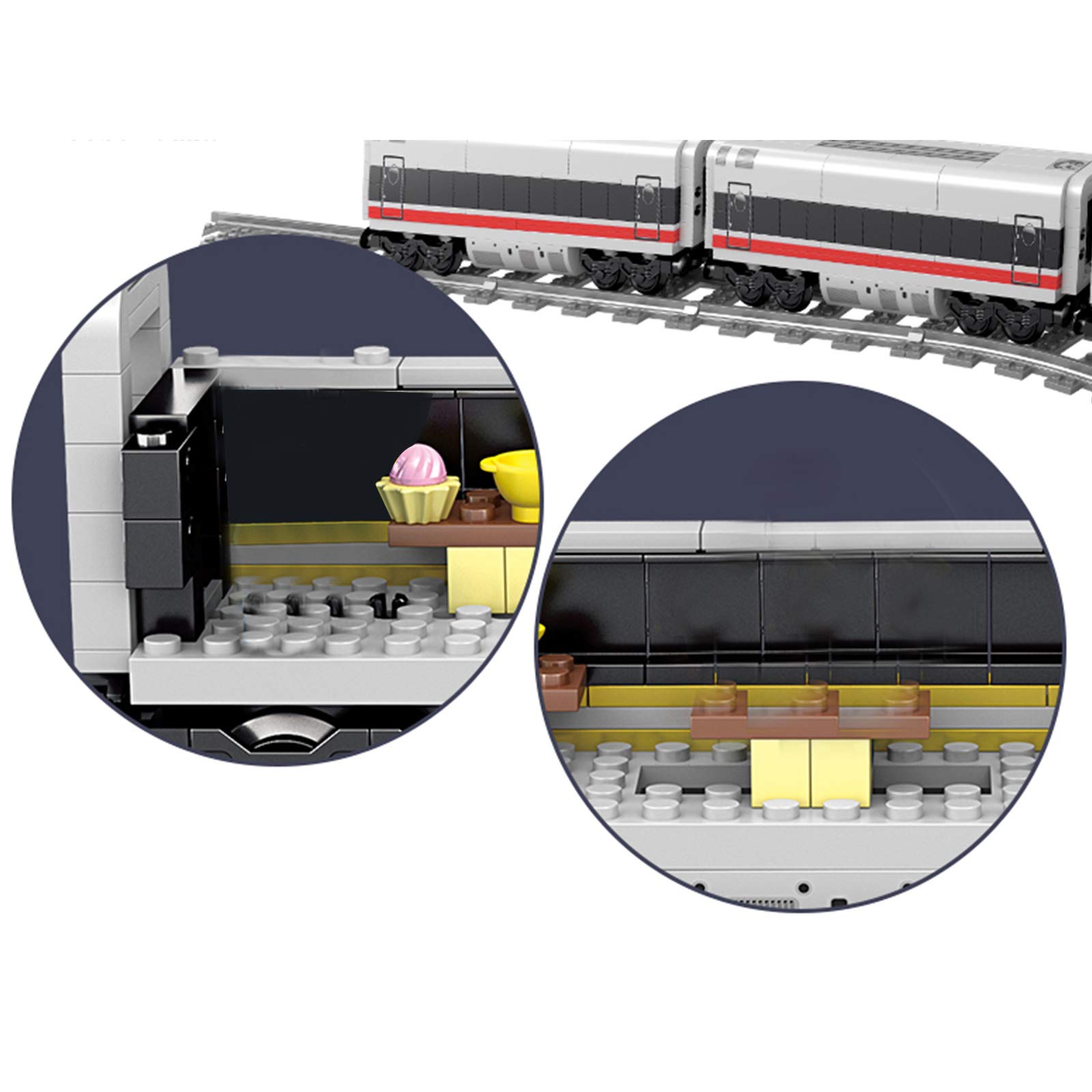 LOADS Technic Train, City Passenger Train Building Set with Railway Tracks, LED Lights and 5 Mini Figures, Locomotive Train Toy for Kids Compatible with Lego (647 Pcs)