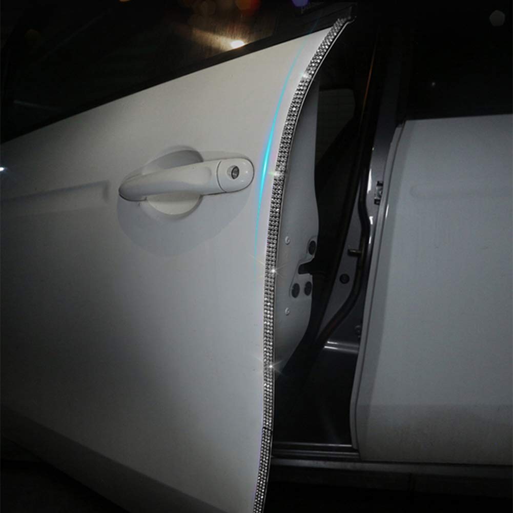 eing Door Edge Anti-Scratch Sticker Door Crash Bumper Crystal Bling Protection Tape Rubber Strip Car Door Protector/ Guard,90cm/35.4" Each One,4Pack/Set,White