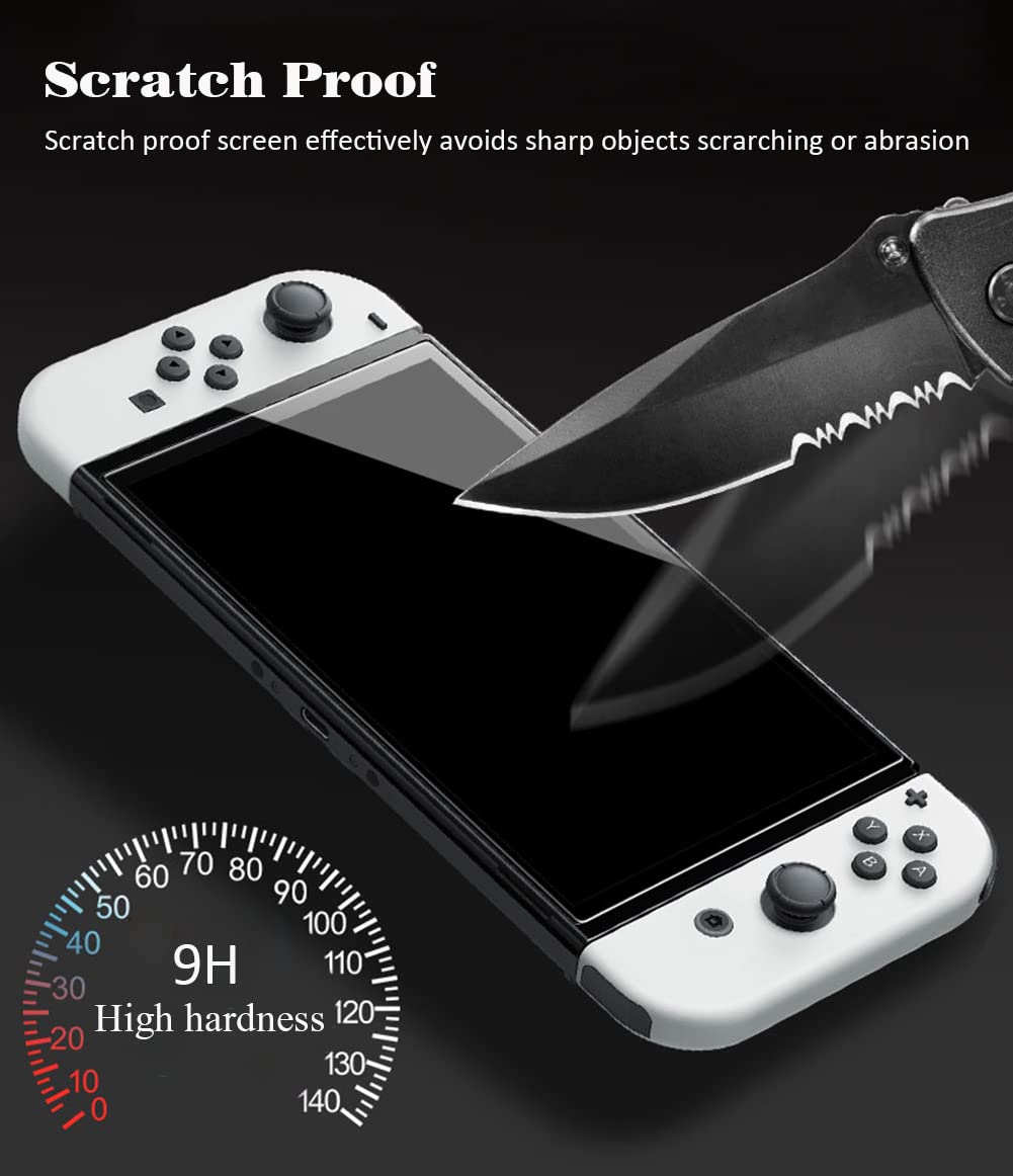 GOBEST Tempered Glass Screen Protector Compatible with Nintendo Switch OLED model 2021, Transparent HD Clear Screen Protector Tempered Glass Film Accessory for Nintendo Switch OLED(3-Pack)