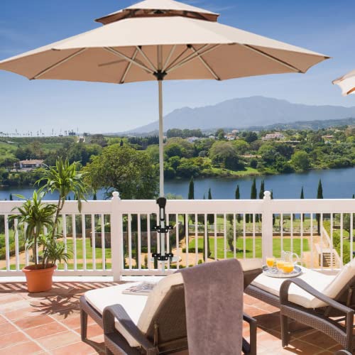 Patio Umbrella Holder - Heavy Duty Outdoor Umbrella Mount Attaches to Railing Maximizing Patio Space, Bench Buddy Umbrella Holder Fixed Clip Umbrella Clamp,2 Pack