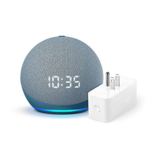 Echo Dot (4th Gen) with clock + Amazon Smart Plug | Twilight Blue