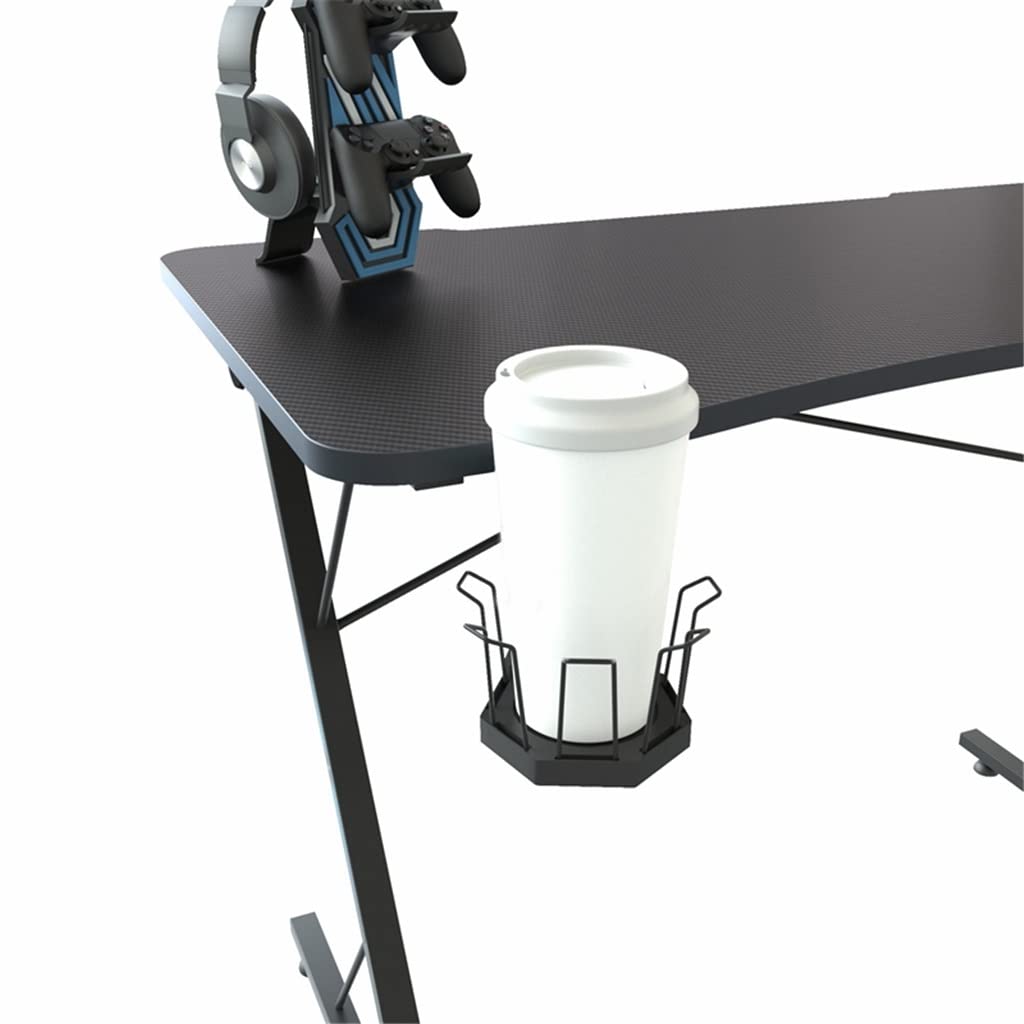 DHTDVD Gaming Desk, E-Sport Gamer Workstation with LED Lights & Large Carbon Fiber Surface, Ergonomic PC Gaming