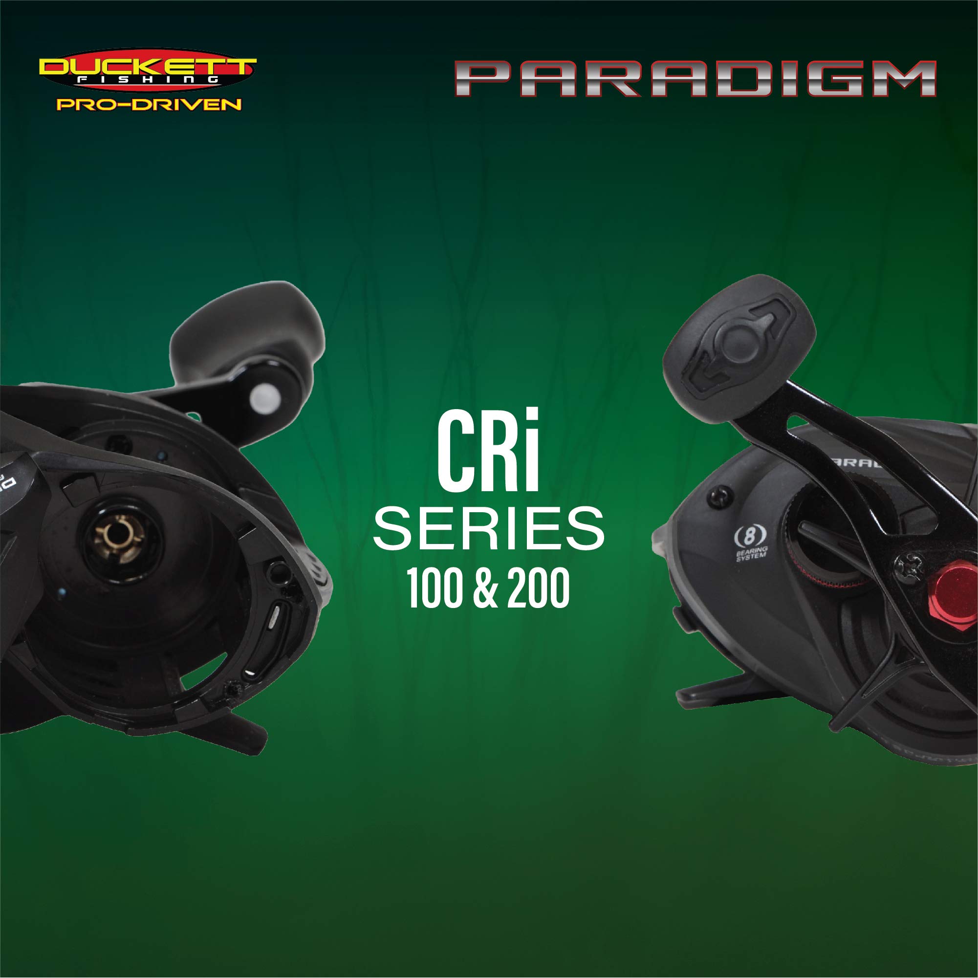DUCKETT FISHING Paradigm CRI 200 Series Right Hand 6.8:1 8bb Baitcaster High Tech Aluminum Fishing Casting Reels