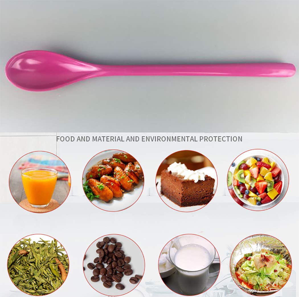 Goeielewe Set of 8 Mixing Spoon Melamine Long Espresso Spoons, Colorful Latte Spoon, Dessert Ice Cream Spoon, Cocktail Stirring Spoons for Coffee Dessert, 8.8-Inch (Mixed Color)