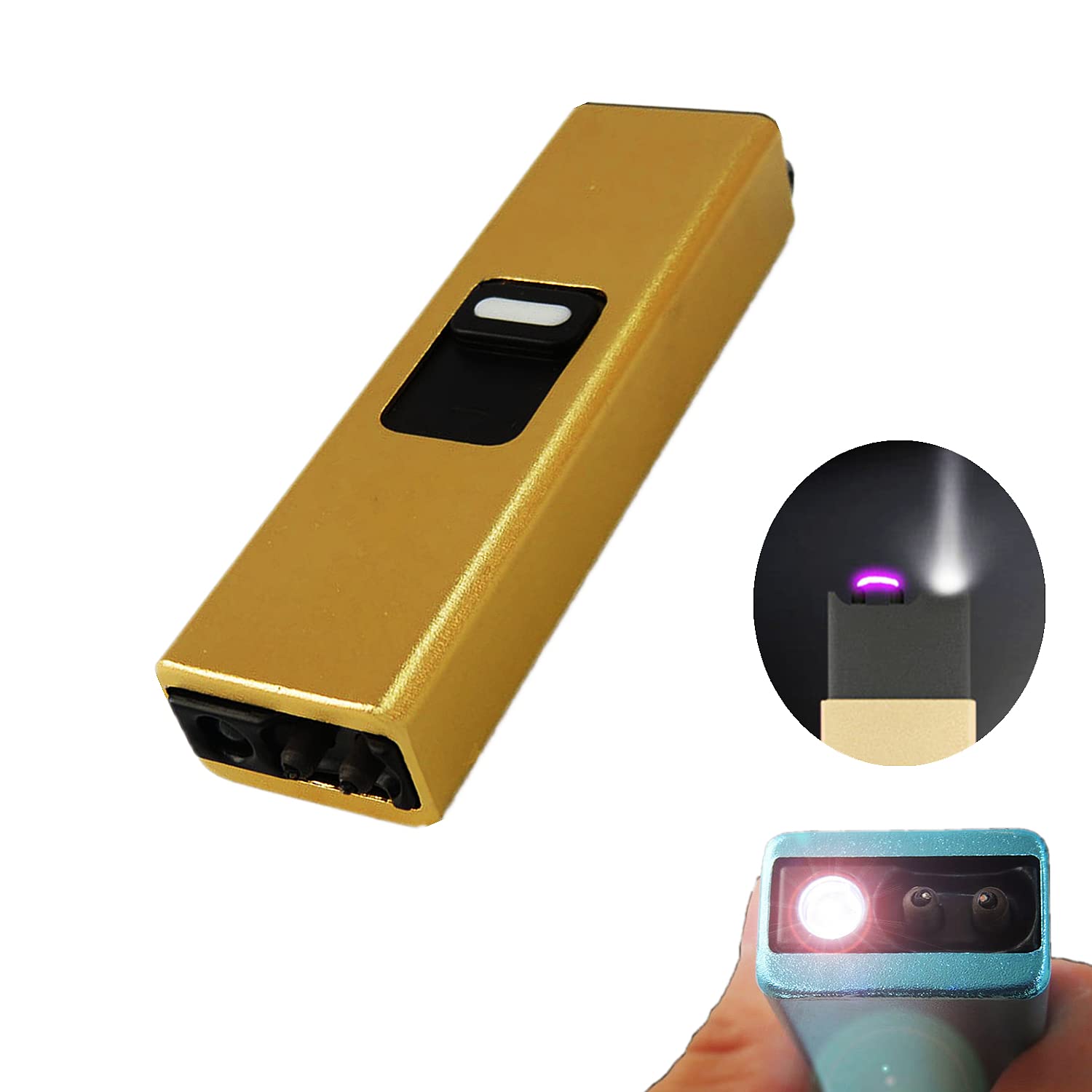 Fashion Woman Micro USB Keychain Stun Gun Rechargeable with LED Flashlight