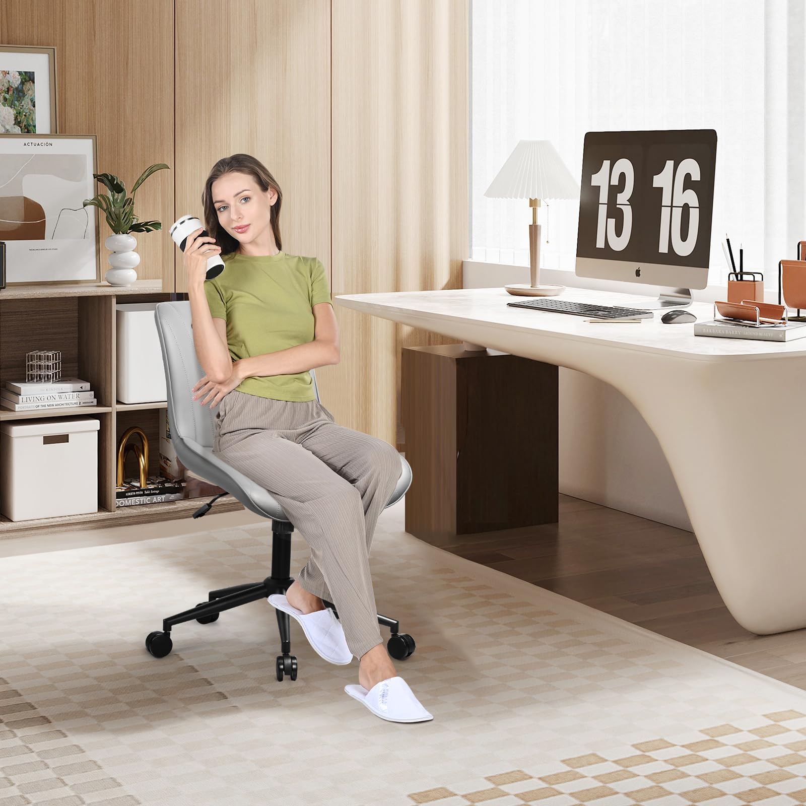 naspaluro Modern Office Chair Grey