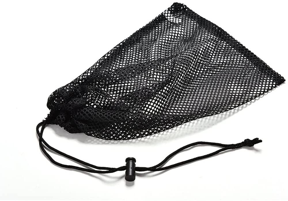 Forever one Durable Nylon Mesh Drawstring Bag Mesh Ditty Bag for Equipment Storage Nylon Travel Bag with Drawstring Cord Lock Closure Net Bag for Toy,Balls, Laundry Bag black , Large(Forever one 02)