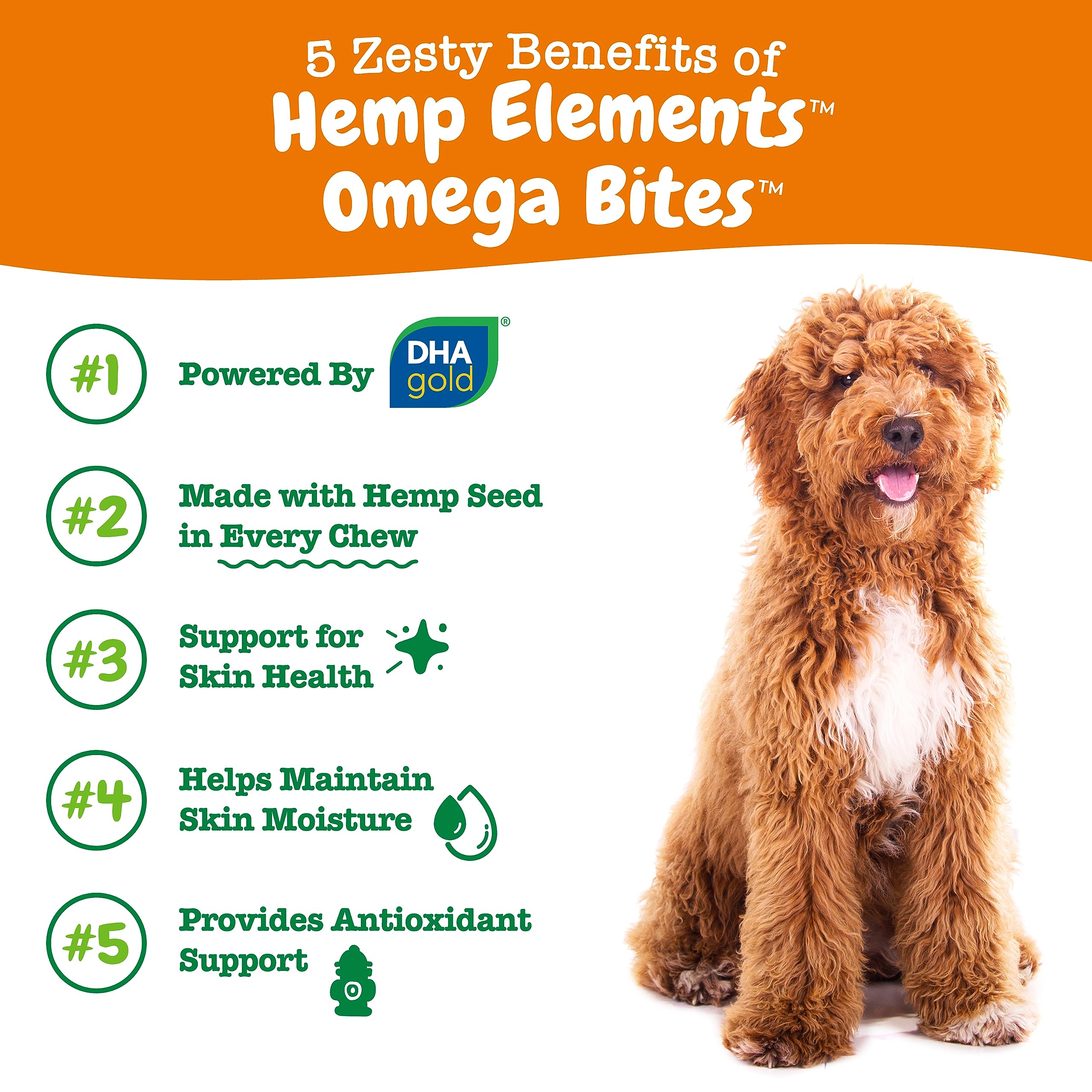 Zesty Paws Skin & Coat Bites for Dogs – Fish Oil Soft Chews with Omega-3 Fatty Acids EPA & DHA - Skin, Coat, Antioxidant & Immune Support - Hemp - 90 Count