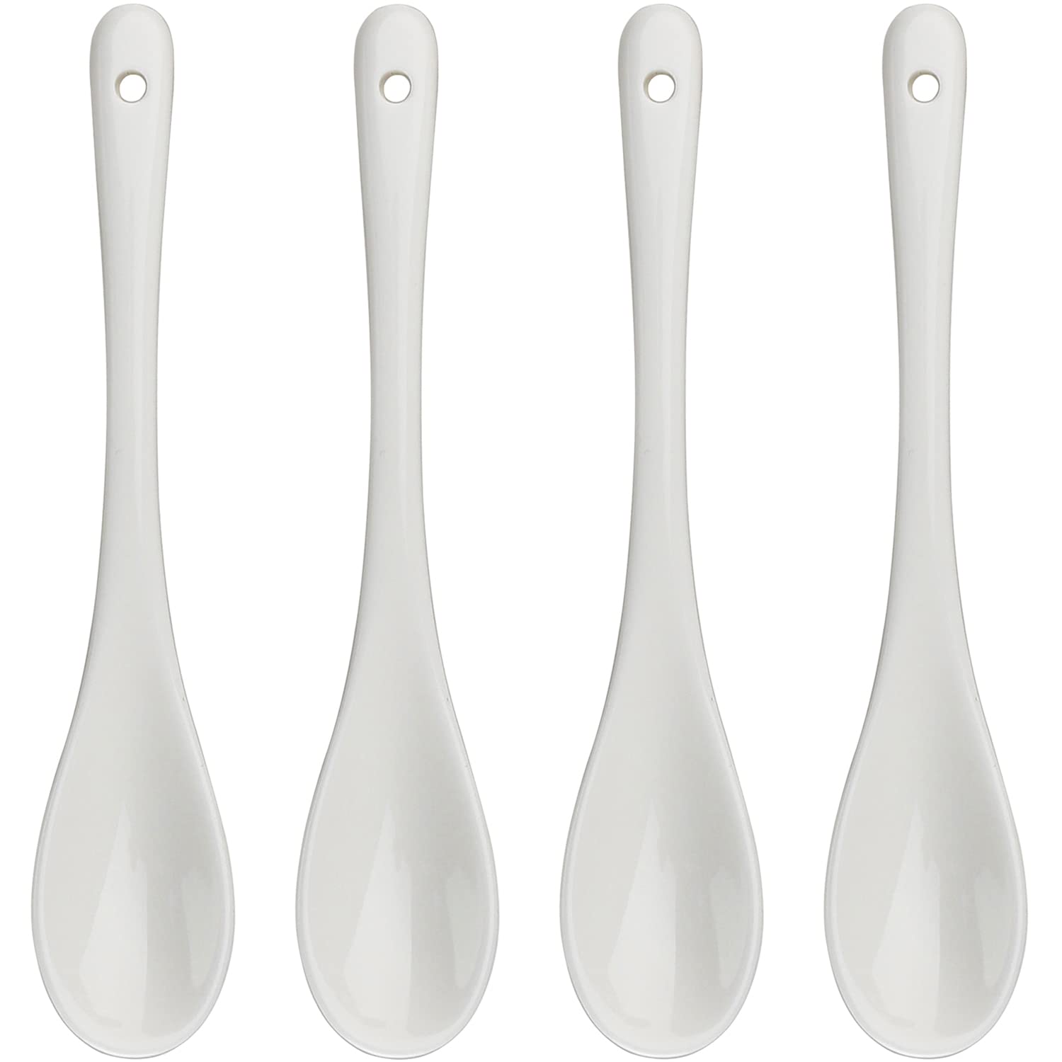Ice Cream Spoons Ceramic Dessert Spoon Set of 4 Teaspoons Espresso Spoon Porcelain Spoons for Coffee Tea Yogurt Desserts Egg (4)