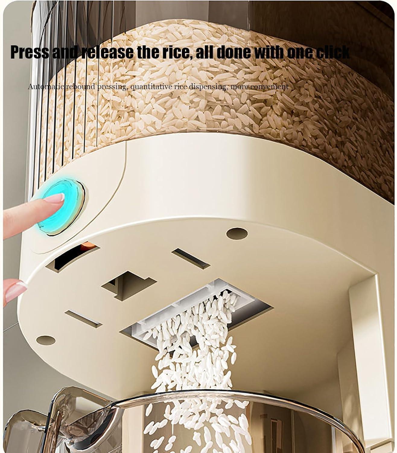 Peaoop 22LBS Rice Dispenser, Large Grain Container Storage with Lid Measuring Cylinder Household Cereal Dispenser Bucket for Kitchen Soybean Corn (22lb)