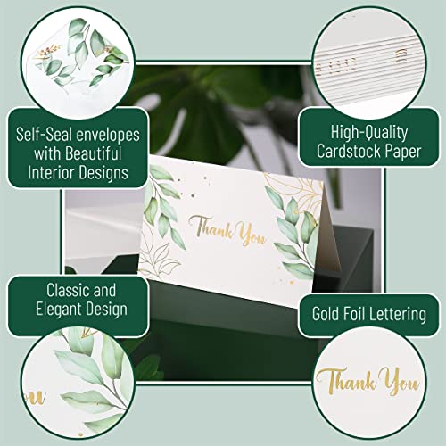 Mr. Pen- Thank You Cards with Envelopes, 20 Pack, 4β x 6β, Greenery Gold Foil Design, Thank You Notes with Envelopes Set, Thank You Cards Wedding, Blank Thank You Cards with Envelopes