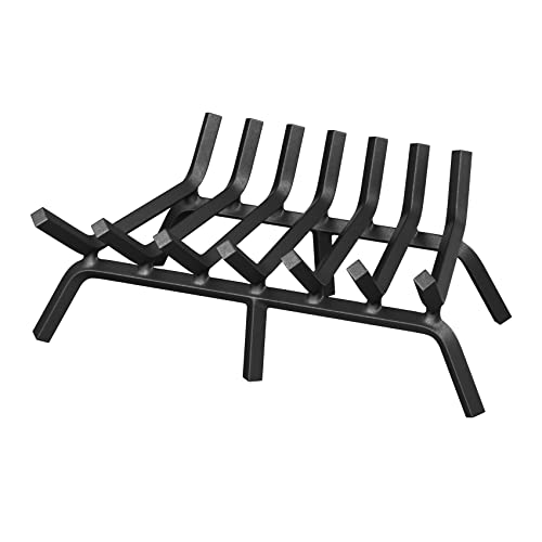 HYTXEN 24 inch Fireplace Grate Heavy Duty Solid Steel Indoor Chimney Hearth Bar Fire Grates for Outdoor Kindling Tools Pit Wrought Iron Wood Stove Firewood Burning Rack Holder Black