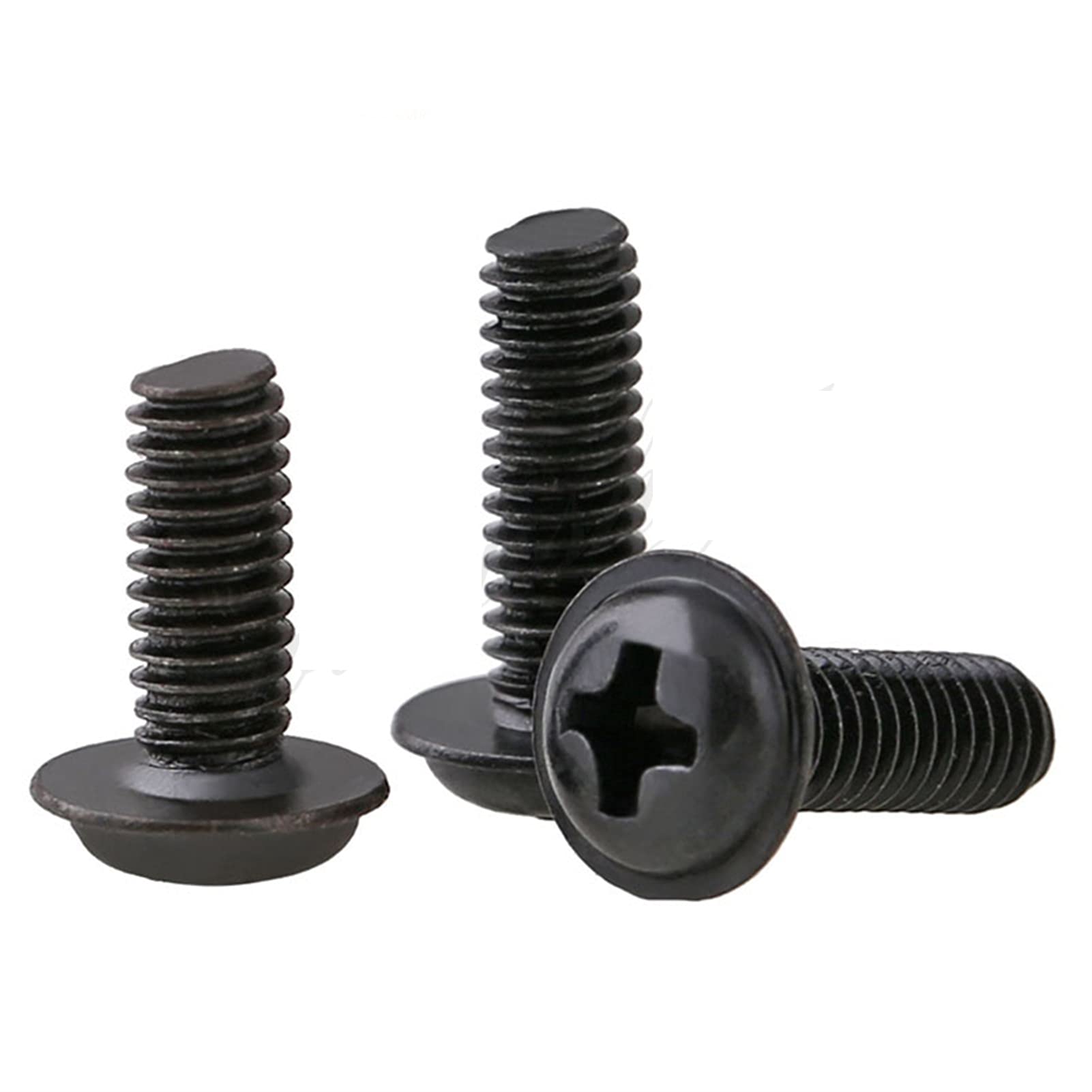 WSF-WUJIN, 50Pcs M2 M2.5 M3 M4 PWM DIN967 Black Pan Padded Screws Referral Computer Case Chassis Fixed Motherboard Screws with Pad (Color : 10mm, Size : 50pcs M3)