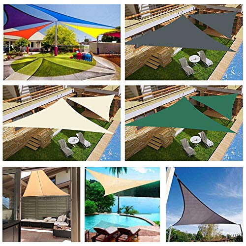 Neween Shade Sail, 6'7''x 6'7''x 6'7'' Sun Shade Sail Triangle Waterproof for Patio Yard Deck Pergola Outdoor Sun Sail Shade 98% UV Block Sunshade Light Grey Color