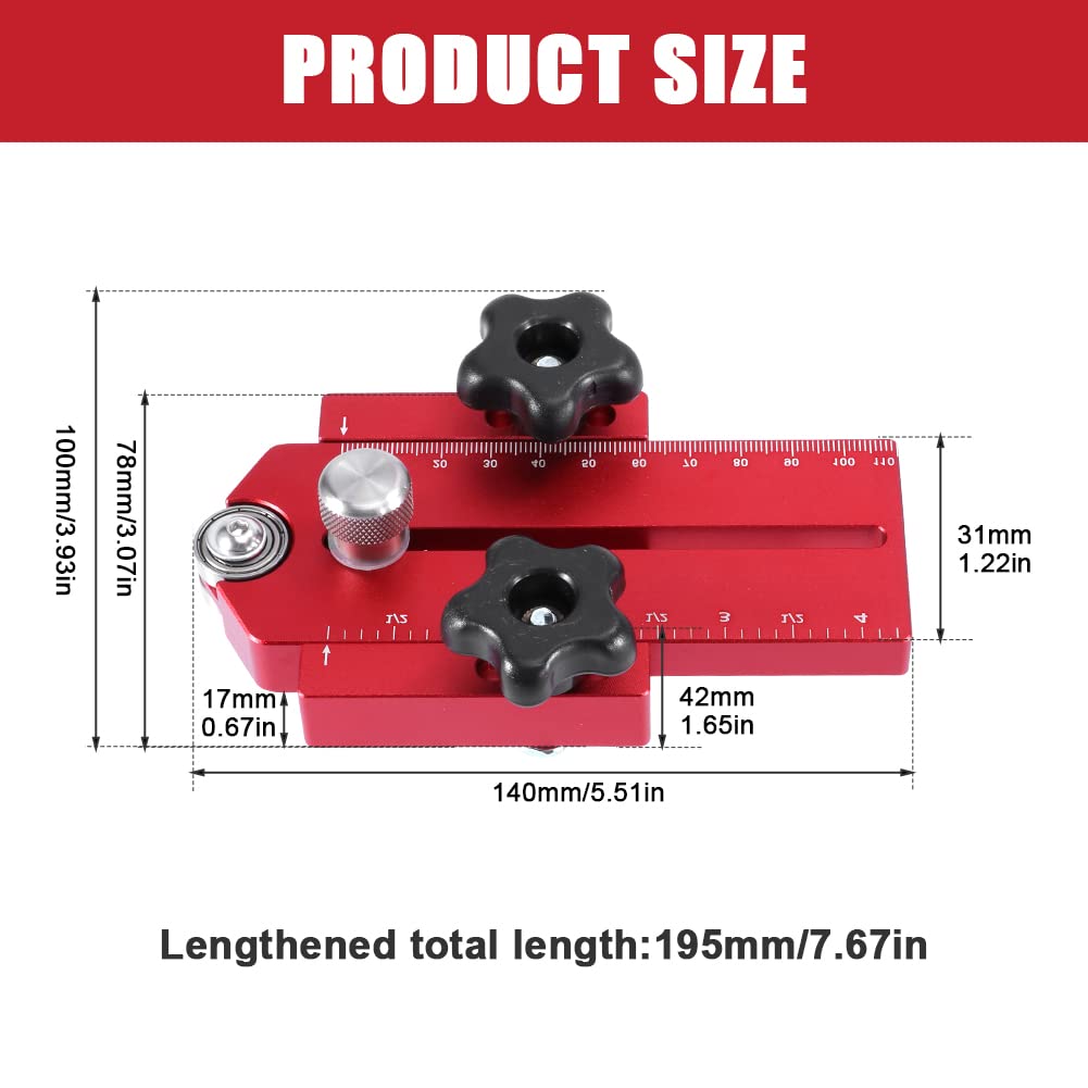 Extended Thin Rip Jig Table Saw Jig Guide Table Saw Fence Guide Compatible with Most Router Table Band Saw, Table Saw Accessories for Cutting Repetitive Narrow Strips(Red)