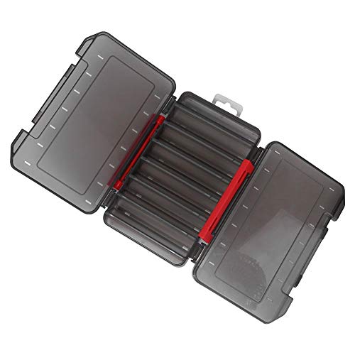 Double Layer Fishing Lure Tool Storage Box, PVC Bait Box Storage Container Fishing Tackle Box in Gray(Gray)