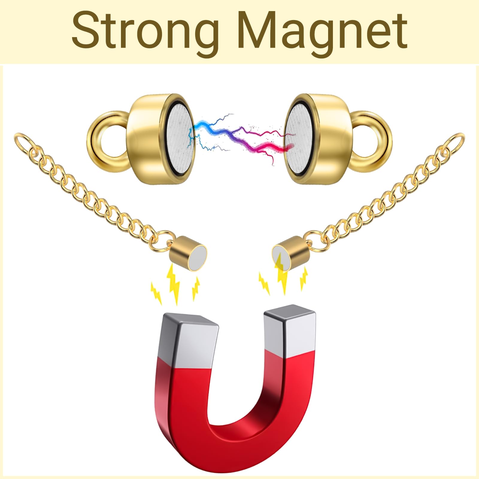 Qulltk Magnetic Necklace Extender Silver and 14K Gold Adjustable Chain Extenders for Necklaces,Magnetic Necklace Clasps and Closures with Extender Chains