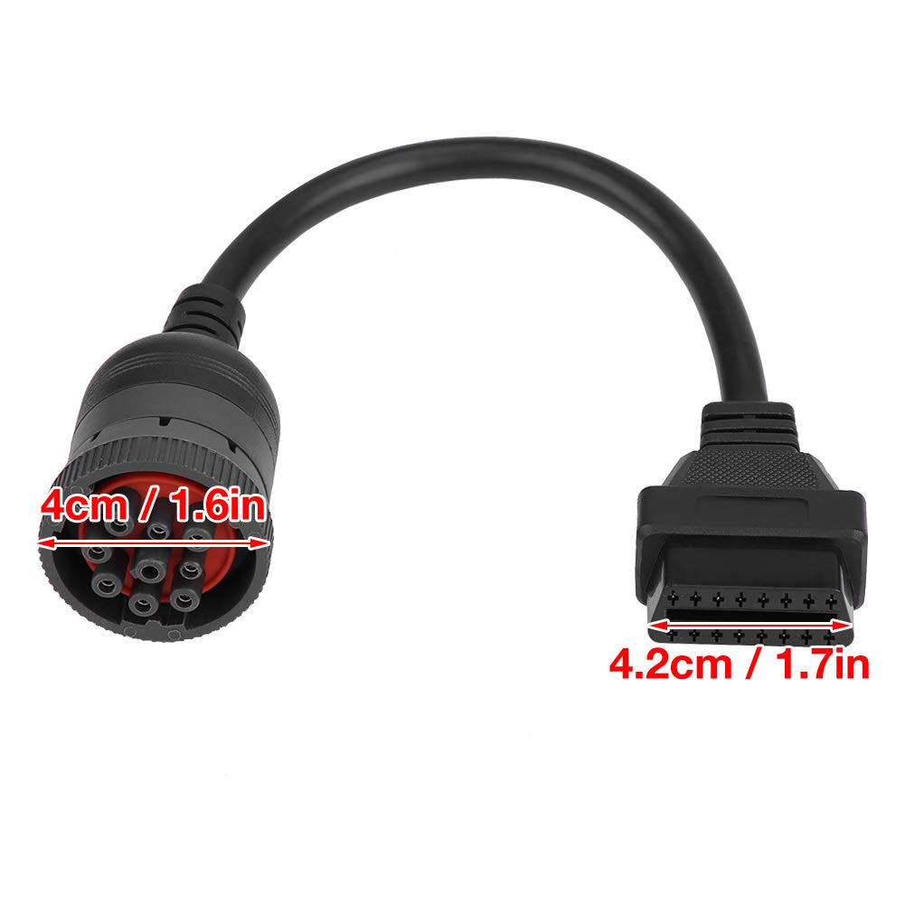 Duokon OBD2 Cable Adapter, PVC Truck Diagnose Interface Female 16 Pin OBD2 9 Pin Adapter Cable for Automotive Diagnostic Tool