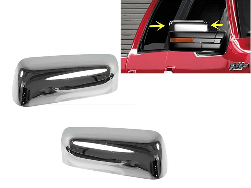 eLoveQ Chrome Top Half Mirror Cover (DO NOT FIT TOWING MIRROR) Compatible with 2009-2014 FORD F-150