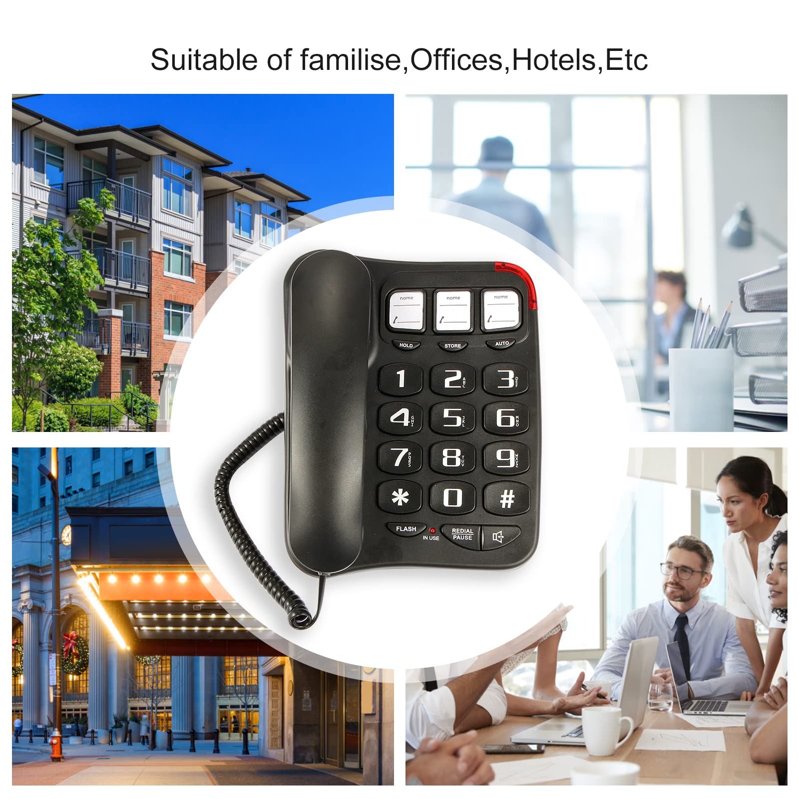 Large Button Phone for Seniors, Amplified Corded Phone with Speakerphone for Elderly Home Landline Phones, No Need to use Batteries,with Loud Ringer, One-Touch Dialingā¦