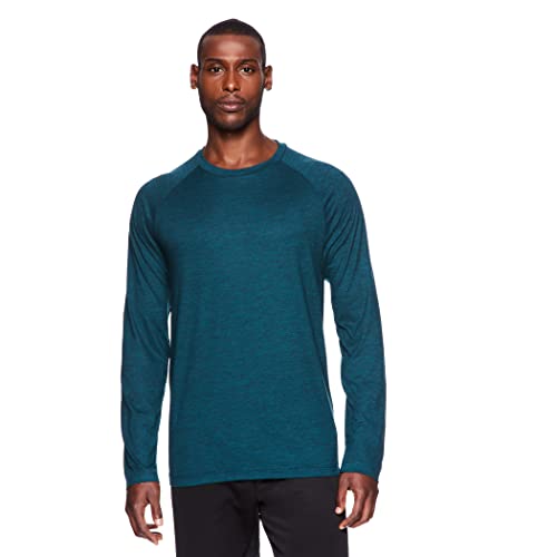 Gaiam Men's Everyday Basic Crew Neck T Shirt - Short Sleeve Yoga & Workout Top - Navy Heather, Small