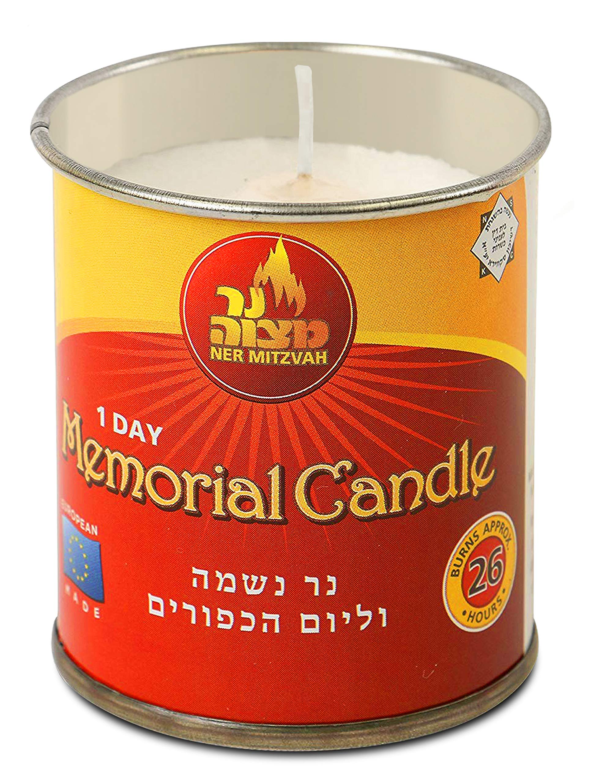 Ner Mitzvah 1 Day Yartzeit Candle - 12 Pack - 24 Hour Kosher Yahrtzeit Memorial and Yom Kippur Candle in Tin Cup Holder