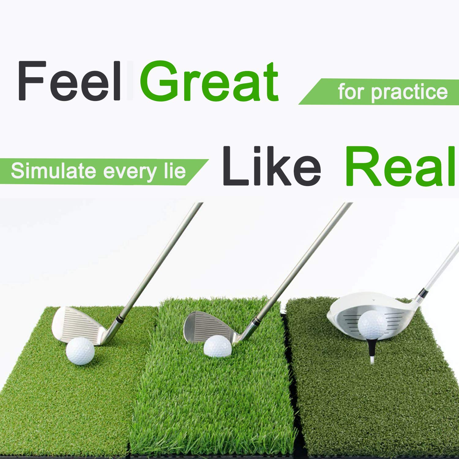 DURARANGE Golf Hitting Mat Mini, Turf Grass 3-in-1 Collapsible Chipping Mat with Tees, Launch Pad for Backyard, Practice Putting Green Training Aids, Indoor | Outdoor