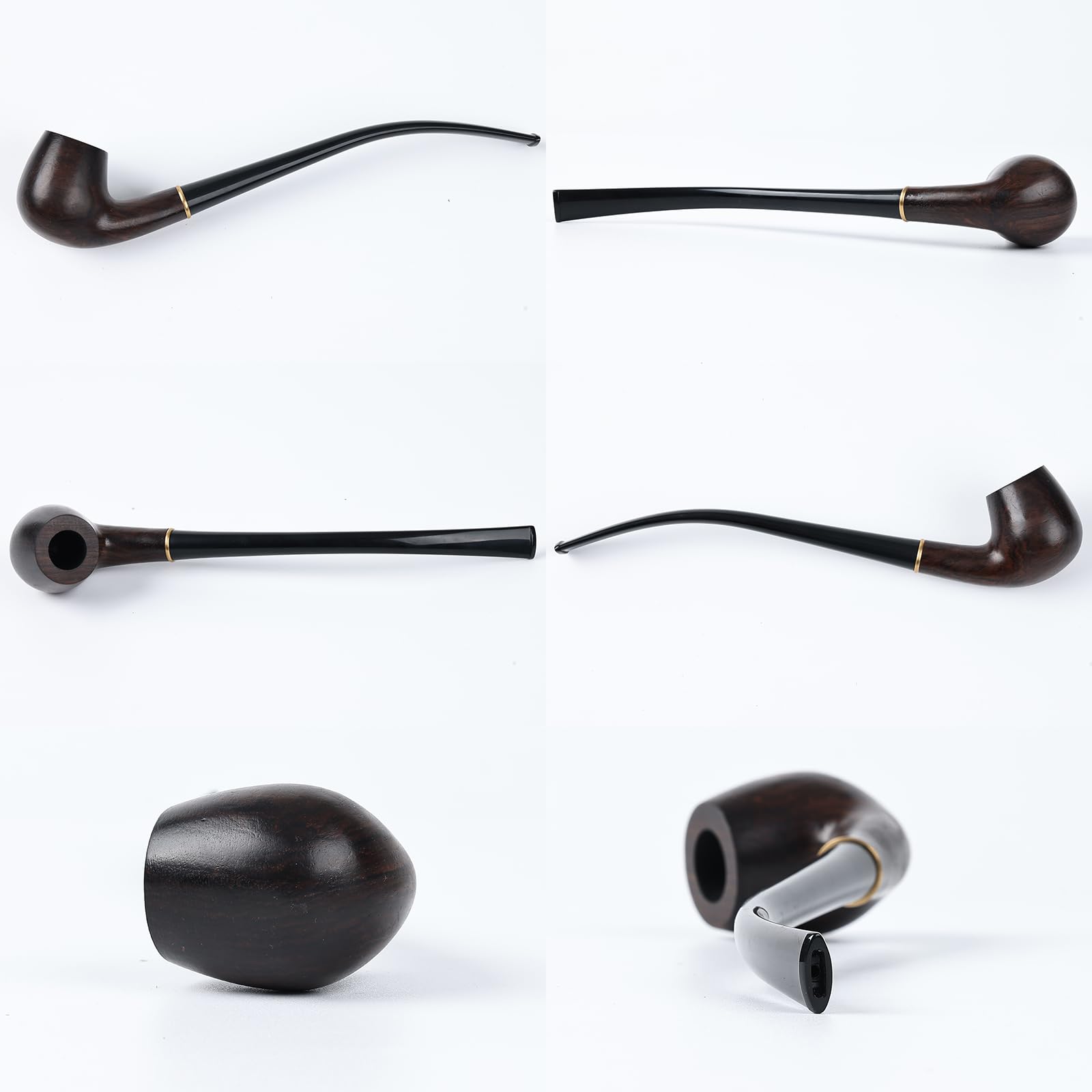 Extended Tobacco Pipe 12" Smoking Pipe Ebony Churchwarden Pipe Gandalf Pipe for 9mm Pipe Filters with Wood Pipe Guide Book