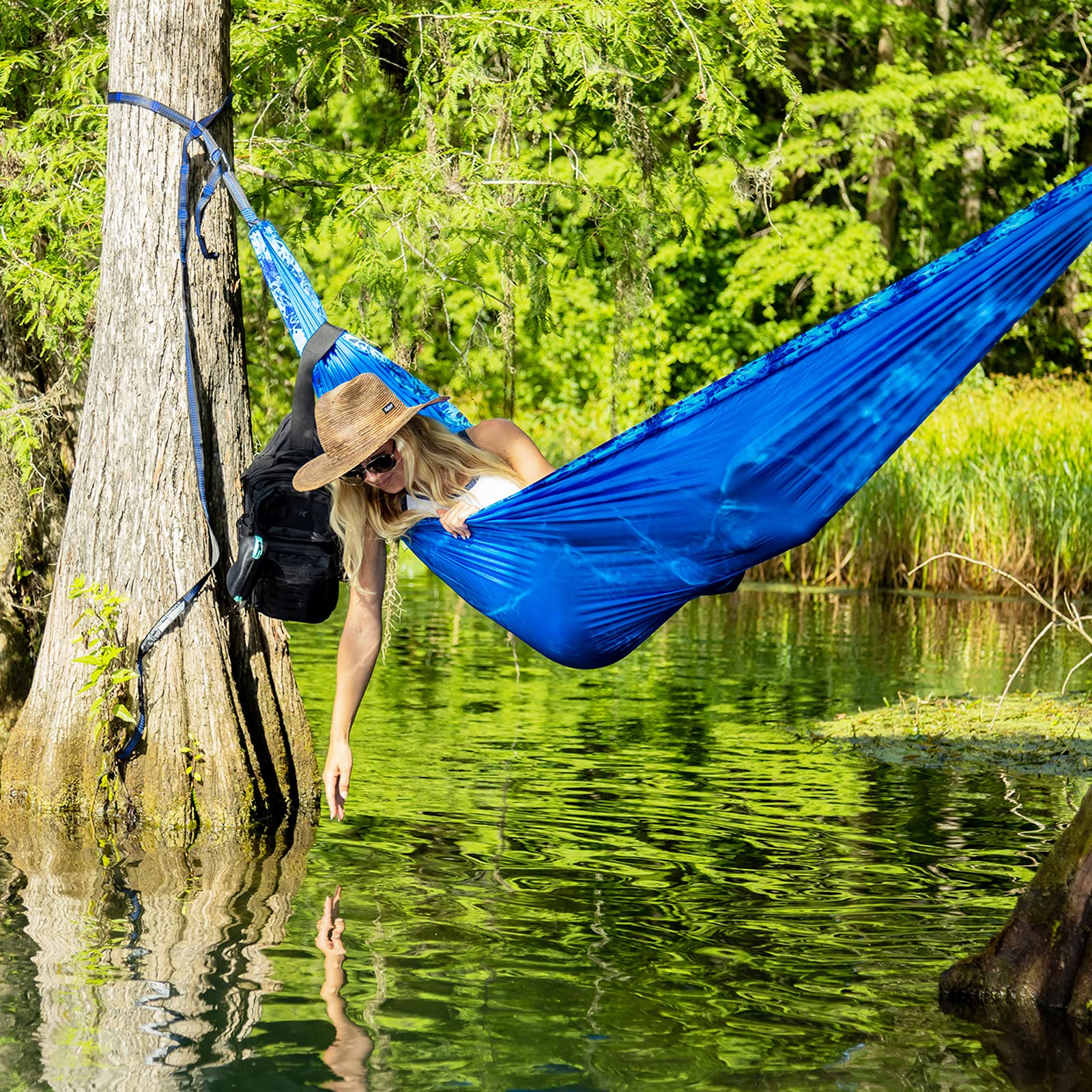 Extremus Single Camping Hammocks, Portable Hammock, Shoreline/Navy Blue, 9ft x 4.6ft