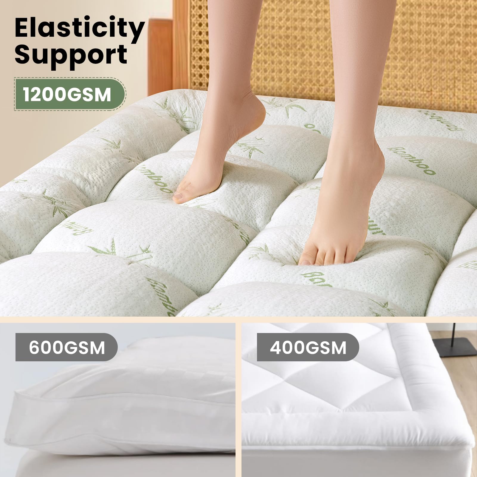 LIANLAM Bambu_Viscose Mattress Topper Queen(60"x82")