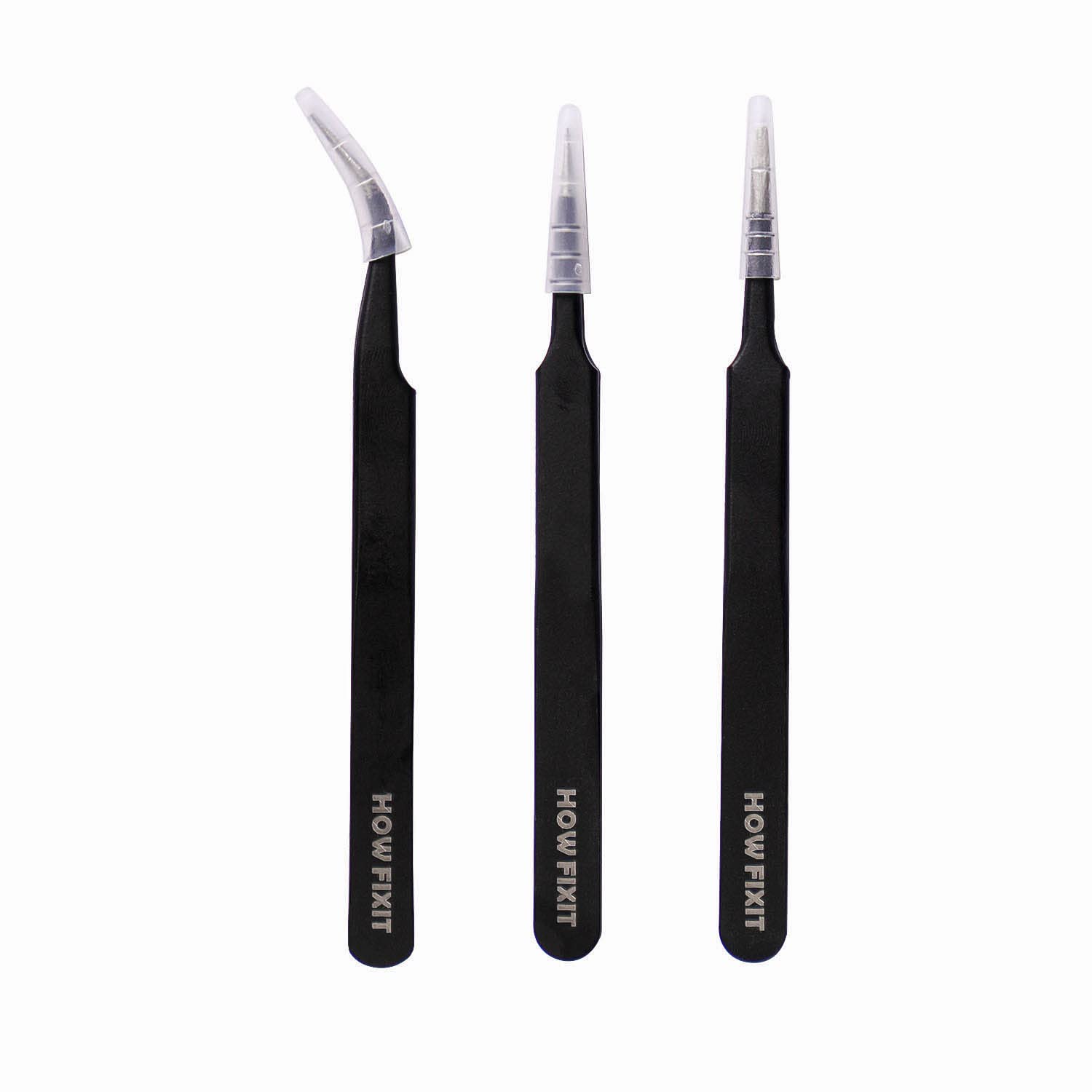 HowFixit Precision Tweezers Set for Working with Small Parts, Anti-Static, Non-Magnetic, Acid-Proof, Anti-Corrosion, and Indispensable for Repair Electronics and Soldering