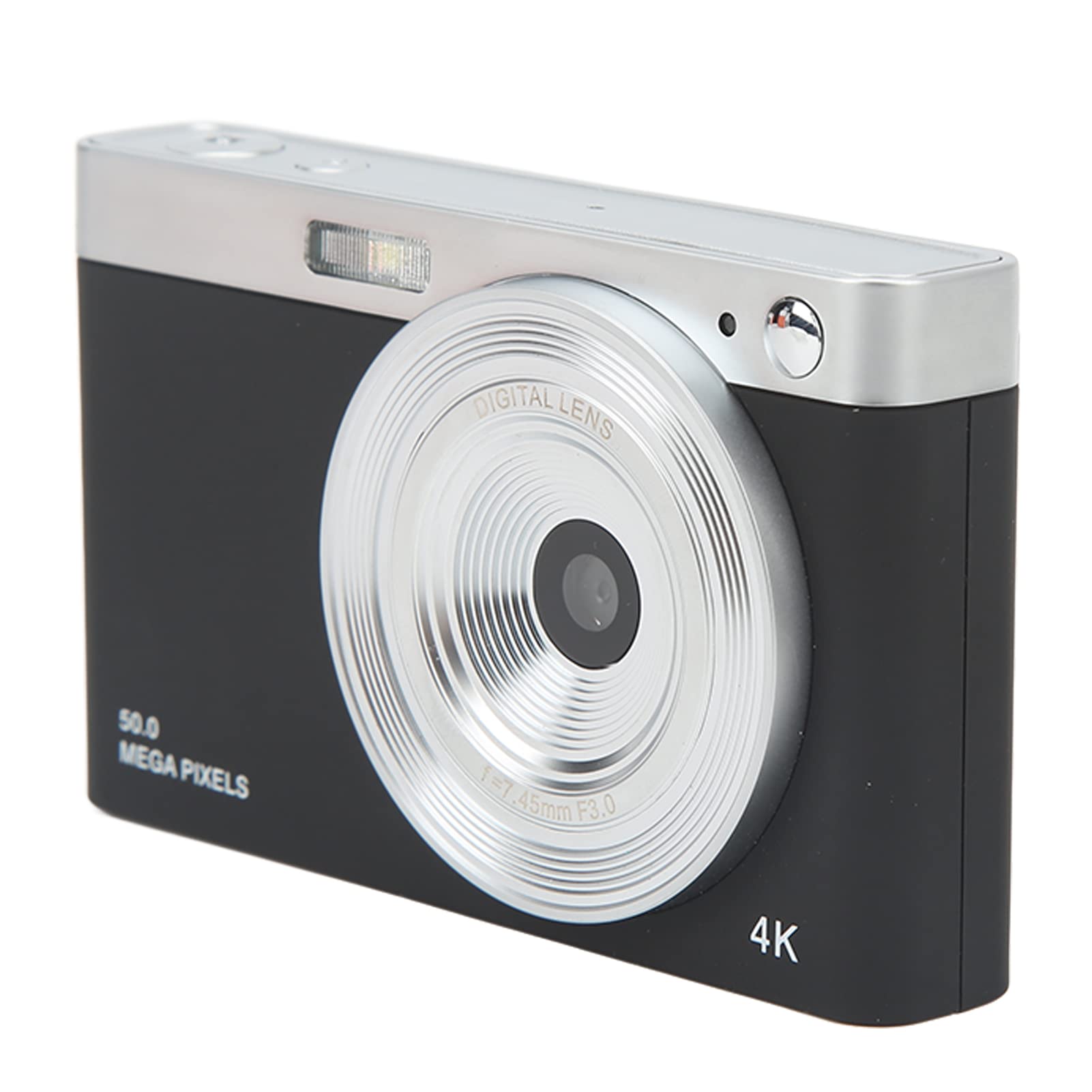 Digital Camera, 2.88in IPS HD Screen 50MP Pixels Portable Camera LED Fill Light AF Autofocus for Video Recording (Black)