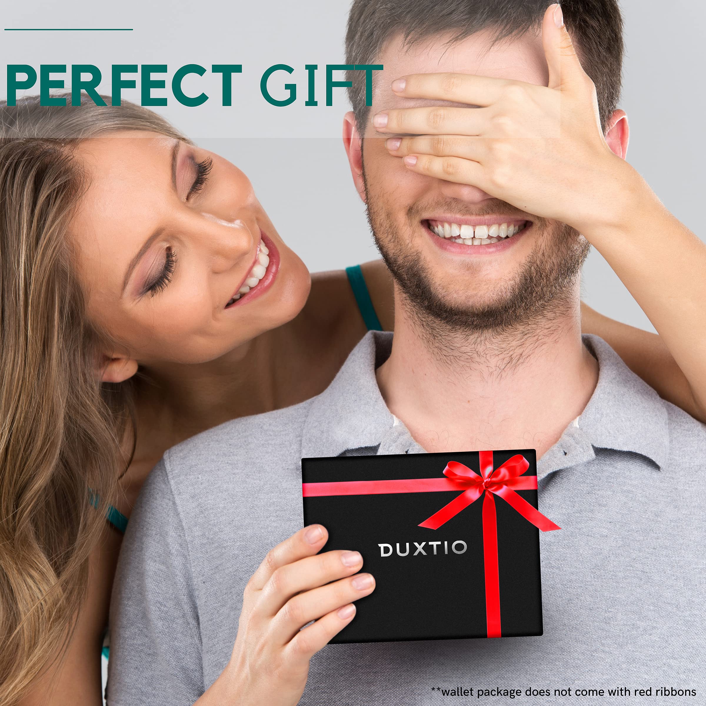 DUXTIO Slim Minimalist Aluminum Wallet for Men/Credit Card Holder for Men with Cash Strap (Black)