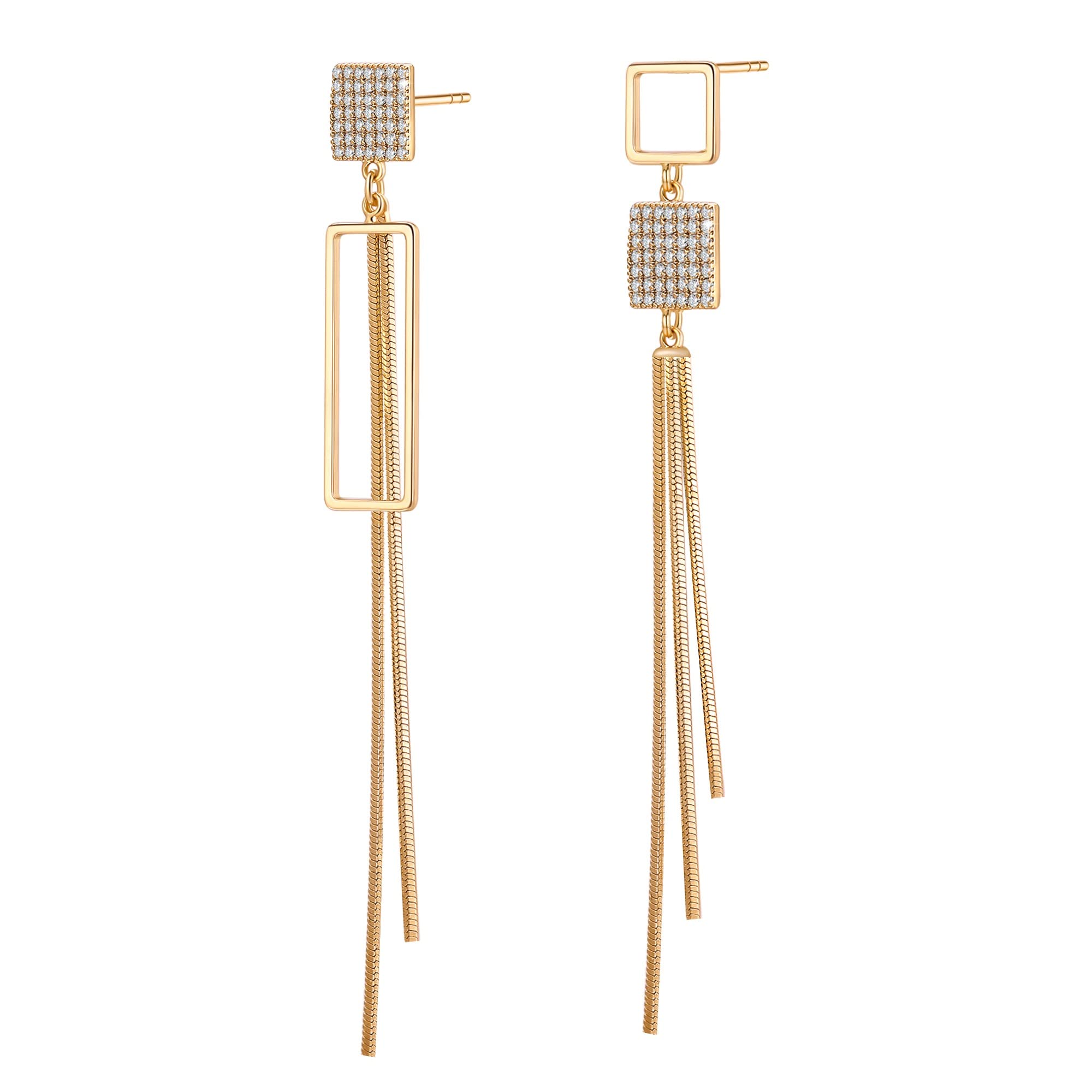 DOZZIOR Long Tassel Dangle Drop Earrings for Woman Gold Chain Earrings Wedding Bridesmaid Jewelry