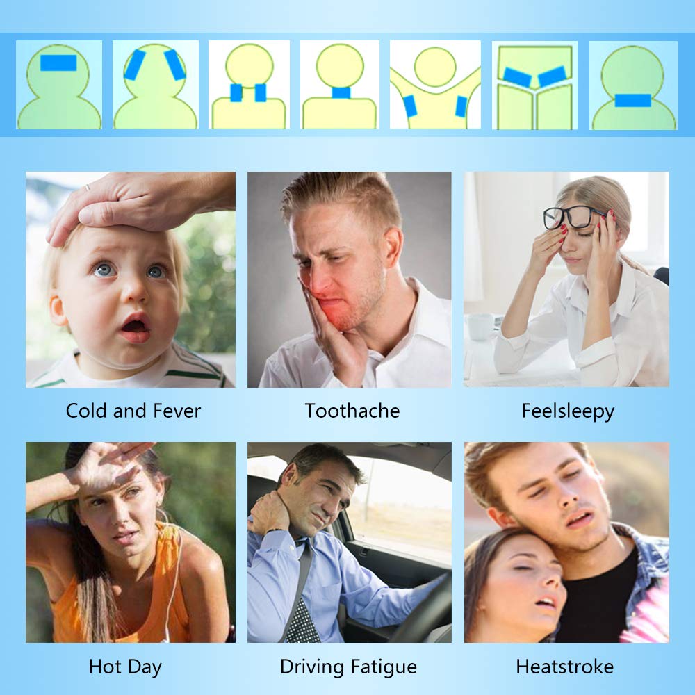 EasYeah Cooling Patches for Fever Discomfort & Pain Relief, Cooling Relief Fever Reducer, Soothe Headache Pain, 10 Count Per Box (2 Boxes)