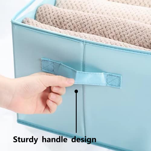 Wardrobe Clothes Organizer Foldable Jeans Drawer Organizer, Closet Organizers and Storage Box, Clothes Organizer for Folded Clothes, Jeans, Sweater, T-shirts (9 Grids, Blue，2Pack)